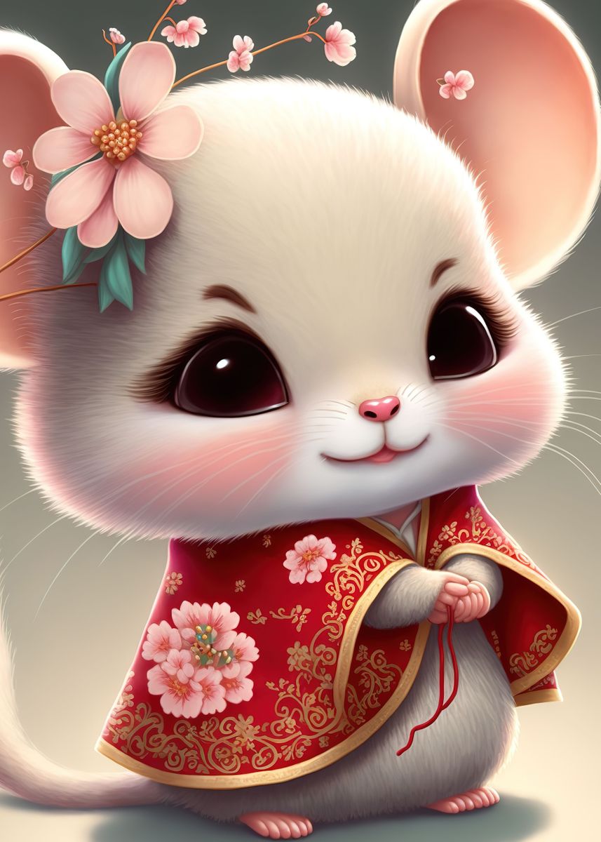 'white mouse' Poster, picture, metal print, paint by ellenanydia | Displate