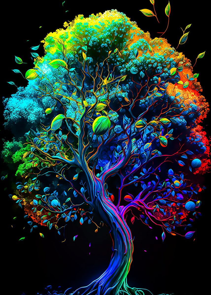 'Tree Colorful' Poster, picture, metal print, paint by Romos Xavi ...