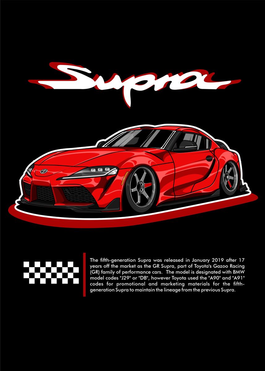 'Toyota Supra A90 Mark V' Poster, picture, metal print, paint by Heru ...
