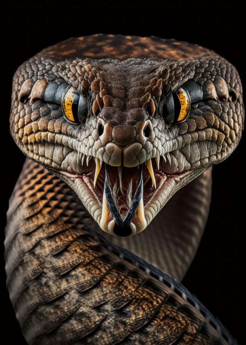 'Angry snake' Poster, picture, metal print, paint by Volodymyr Burdiak ...
