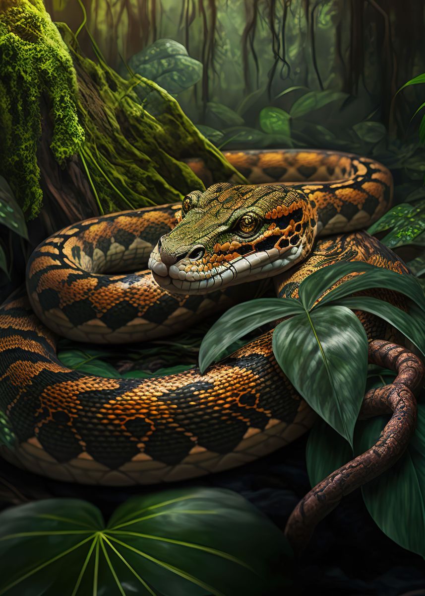 'blue snake splash' Poster, picture, metal print, paint by Eudora ...