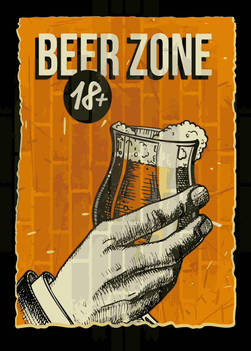 'Beer Zone Party Neon' Poster, picture, metal print, paint by Art Funny ...