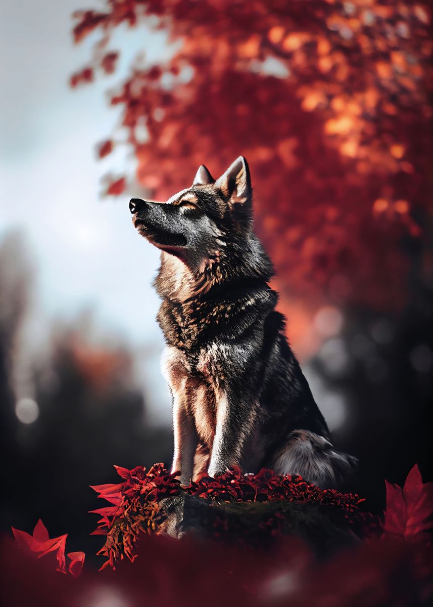 'Wolf in autumn forest' Poster, picture, metal print, paint by Nathan ...