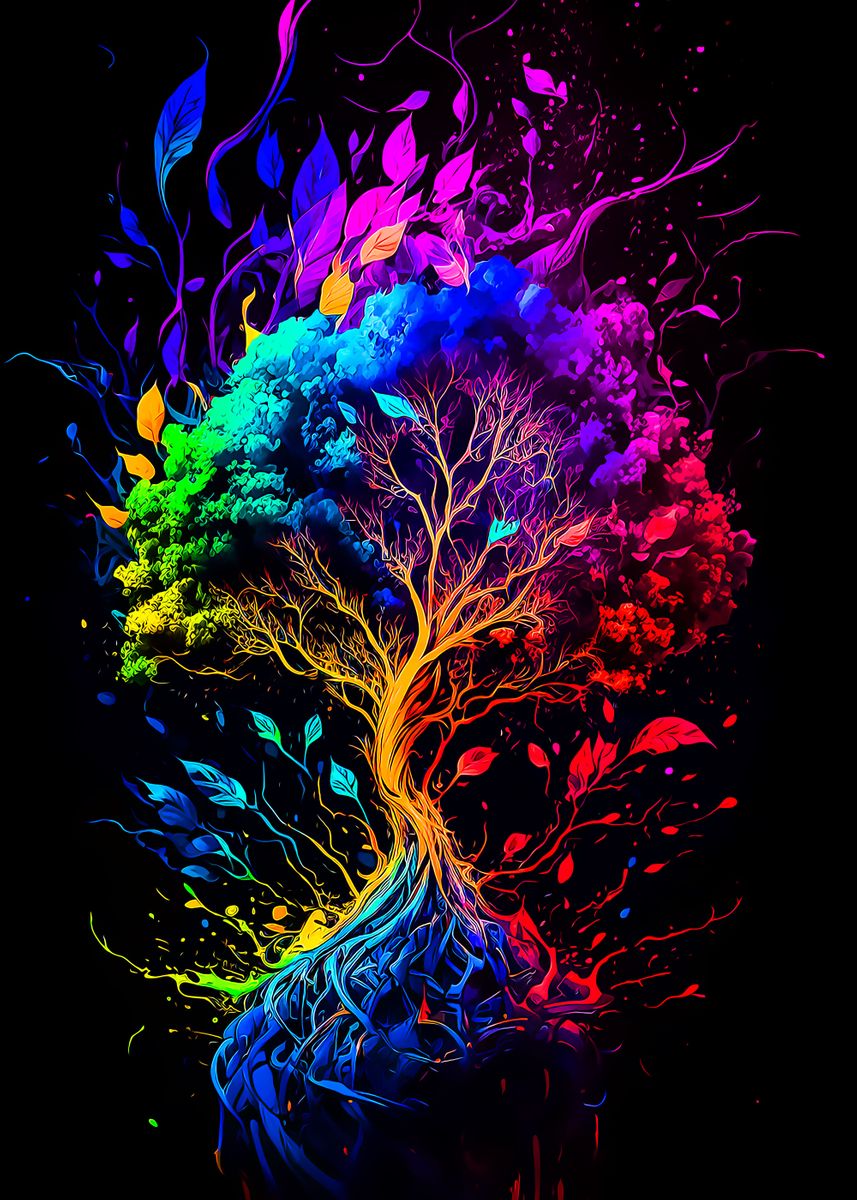 'Tree Colorful' Poster, picture, metal print, paint by Romos Xavi ...