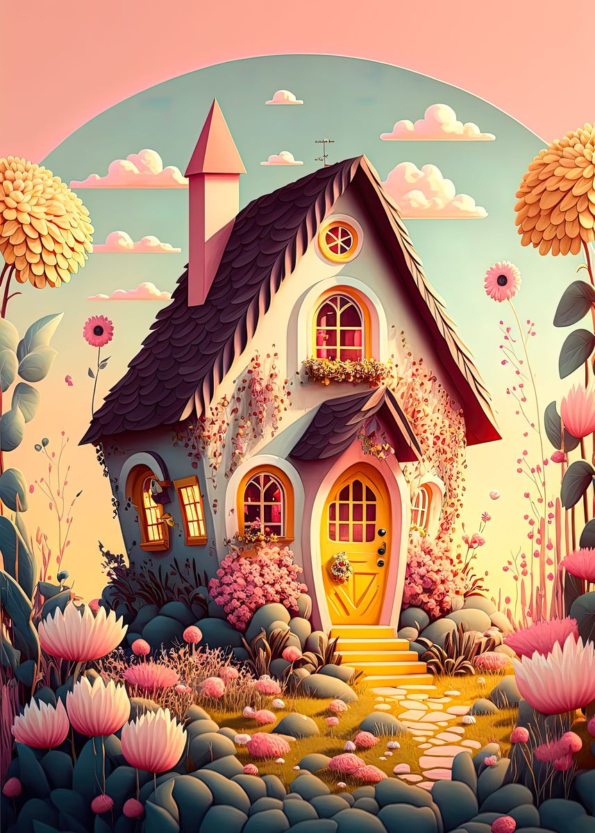 'Cute Fun House' Poster, picture, metal print, paint by AlekSunDoor Art ...