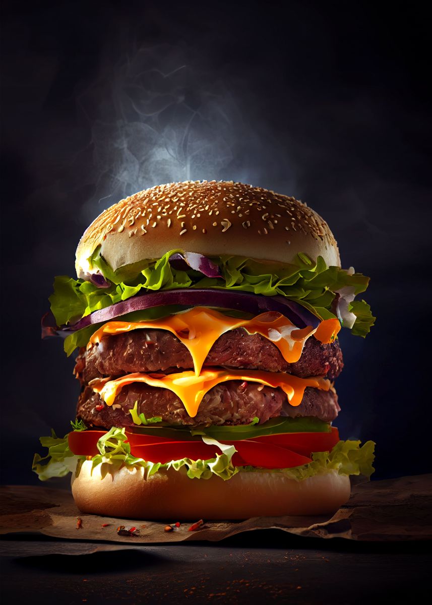'Mega Cheese Burger' Poster, picture, metal print, paint by urbanbuzz ...