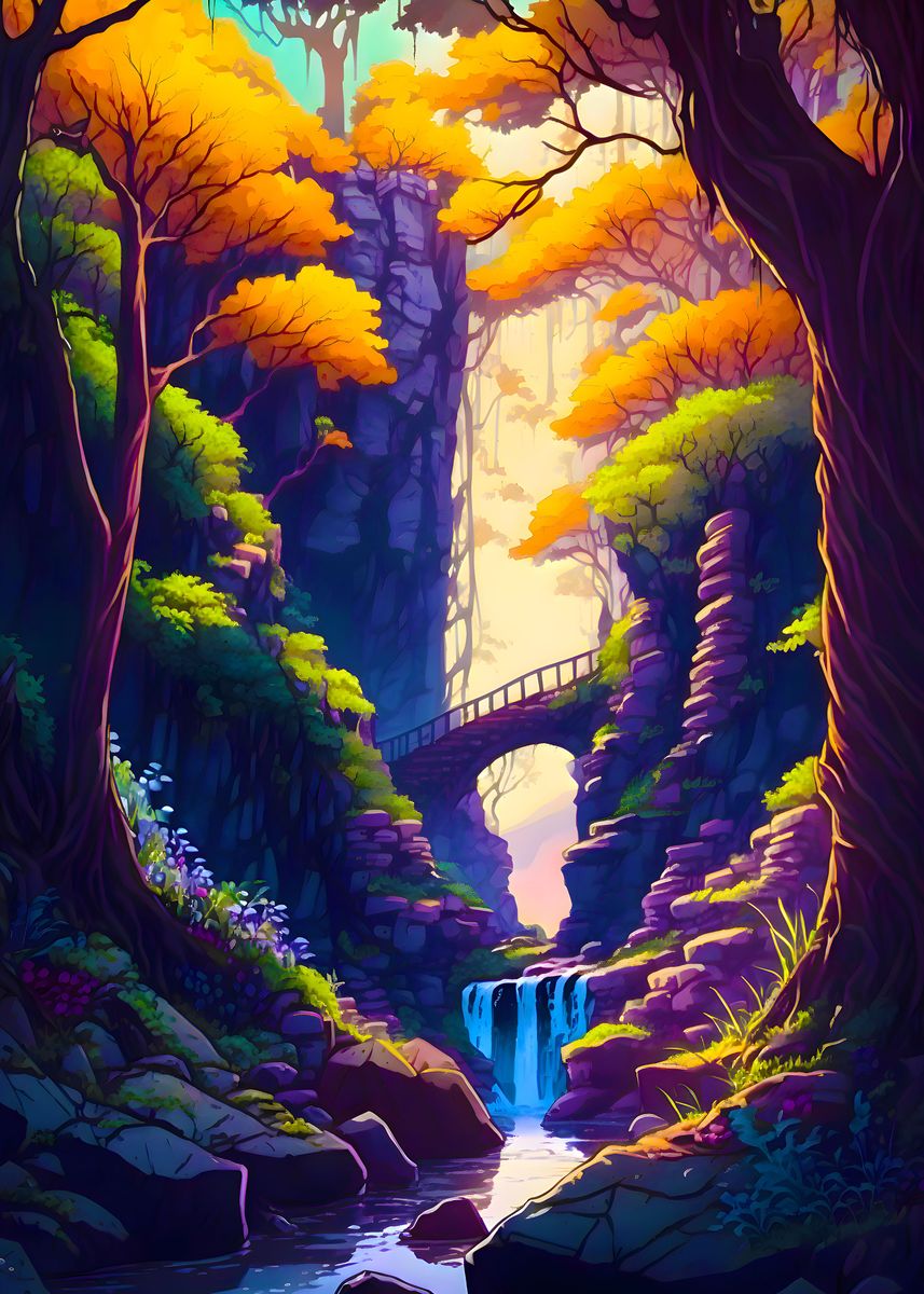 'Magical Jungle Forest Art' Poster, picture, metal print, paint by ...