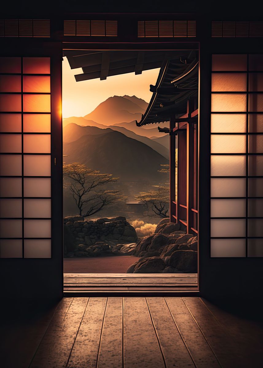 'Serene Mountaintop Dojo' Poster, picture, metal print, paint by ...