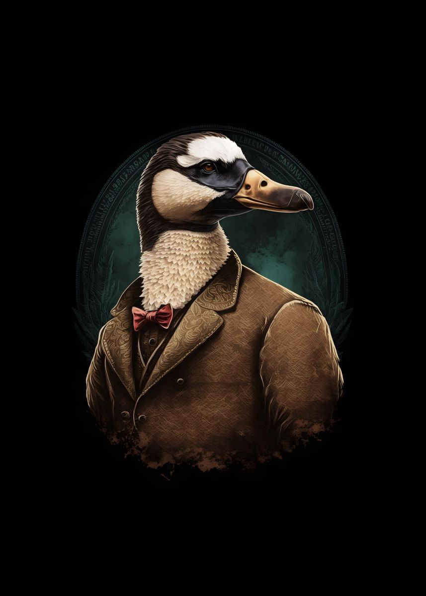 'Goose in a Suit' Poster, picture, metal print, paint by Mesh | Displate