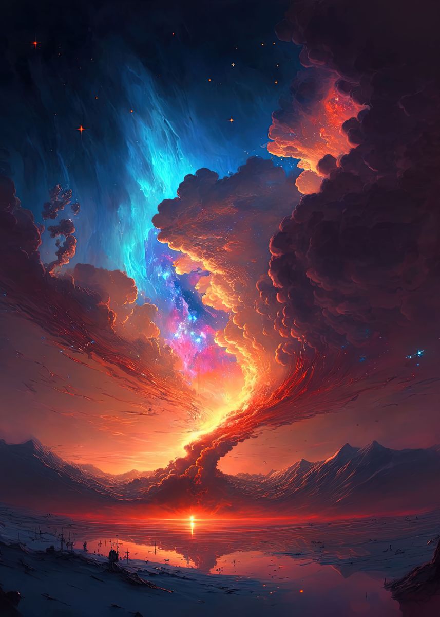 'Red and Blue Epic Sky' Poster, picture, metal print, paint by Ben ...