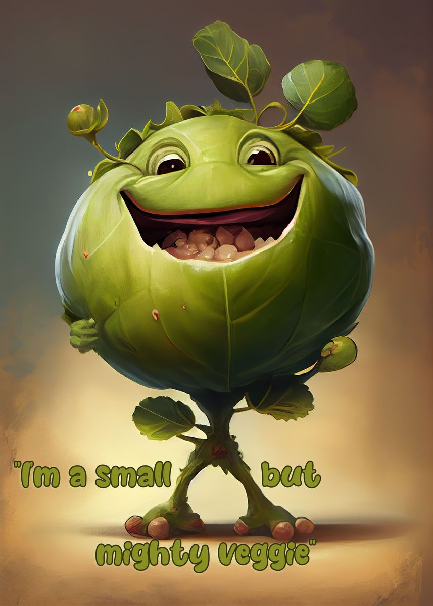'Funny Brussel sprout Quote' Poster, picture, metal print, paint by ...