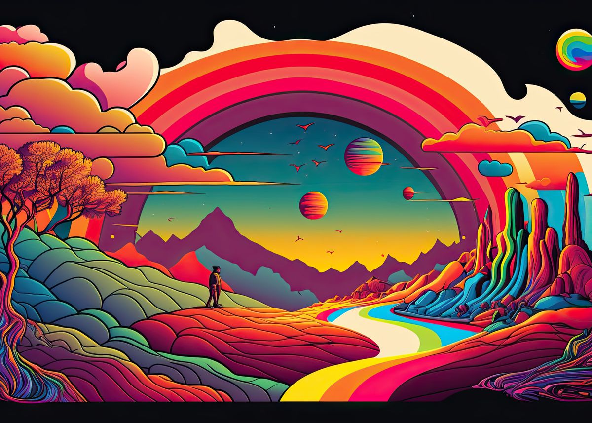 'Landscape Trippy AI Art' Poster by Aicanfeel | Displate