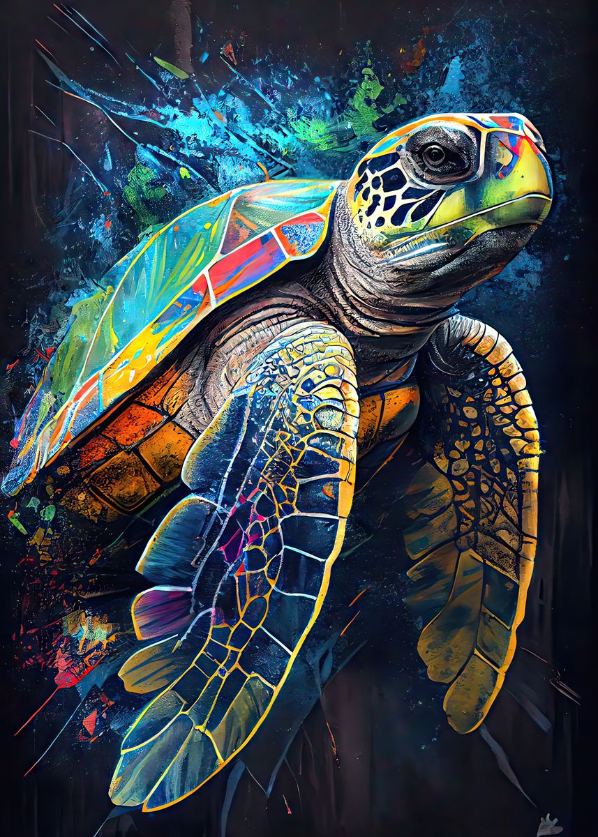 'The Patient Turtle' Poster, picture, metal print, paint by Kingdom of ...