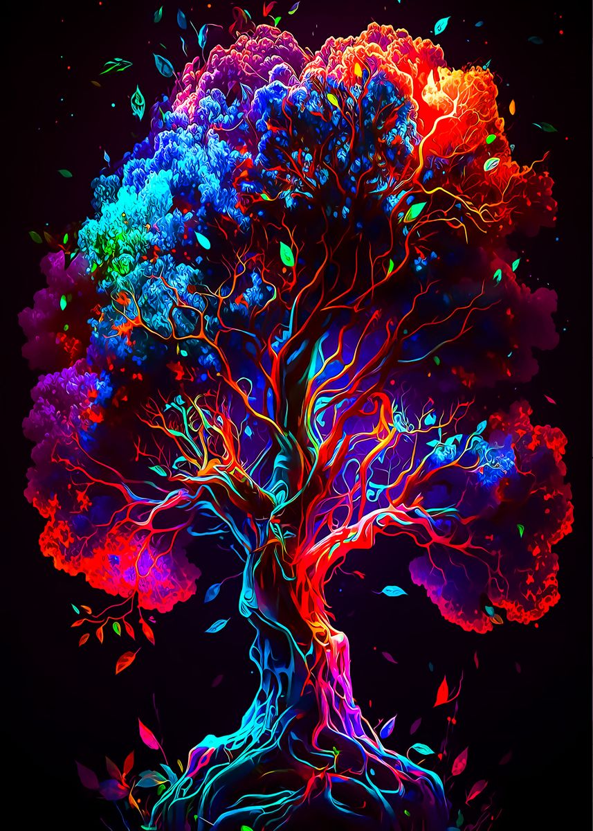'Tree Colorful' Poster, picture, metal print, paint by Romos Xavi ...
