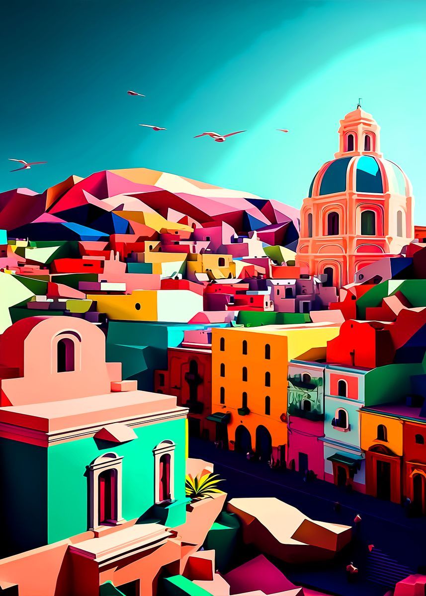 'Mexico City' Poster, picture, metal print, paint by tine Dons | Displate