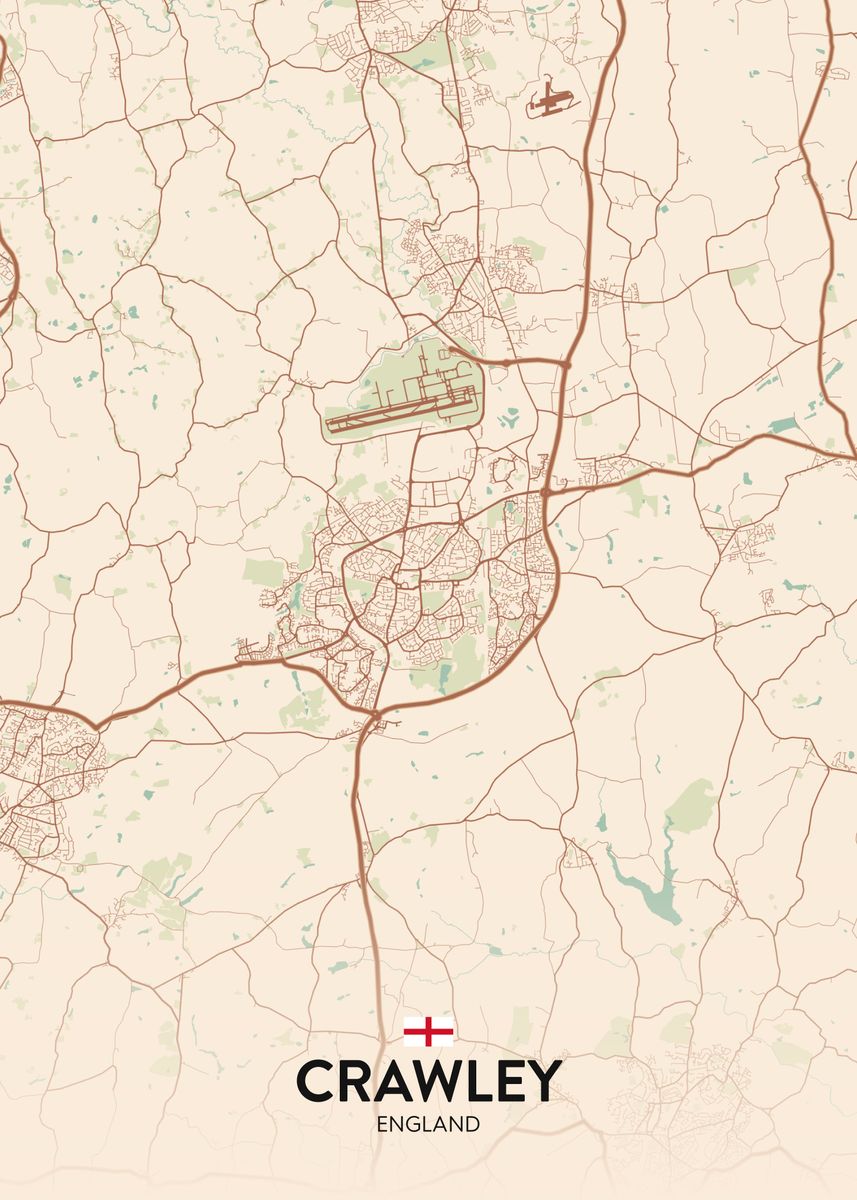 'Crawley UK' Poster, picture, metal print, paint by IMR Designs | Displate