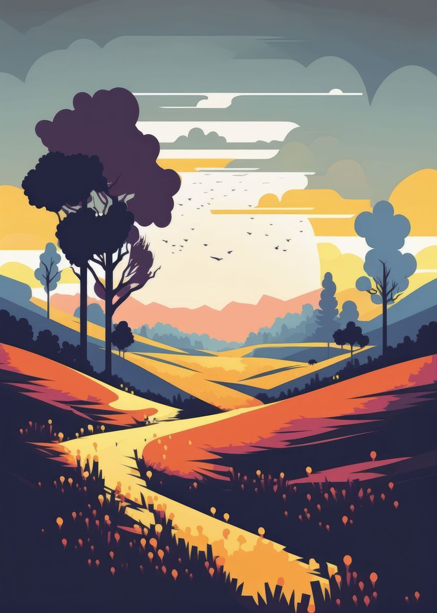 'Landscape art' Poster, picture, metal print, paint by BnWDesigner ...