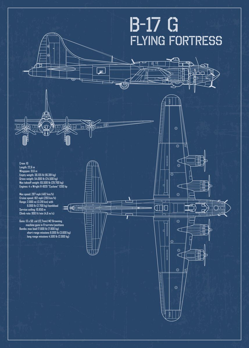 'Boeing B17 Flying Fortress' Poster, picture, metal print, paint by CHE ...