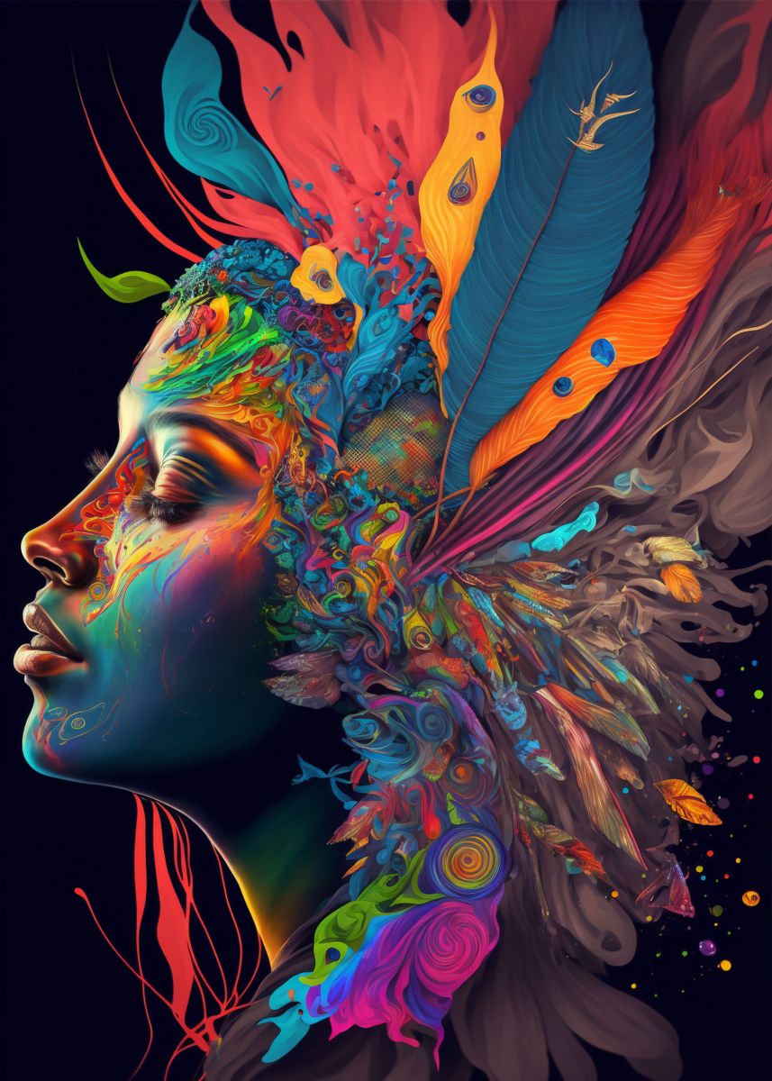 'Girl in Colors' Poster, picture, metal print, paint by Cybronauts ...