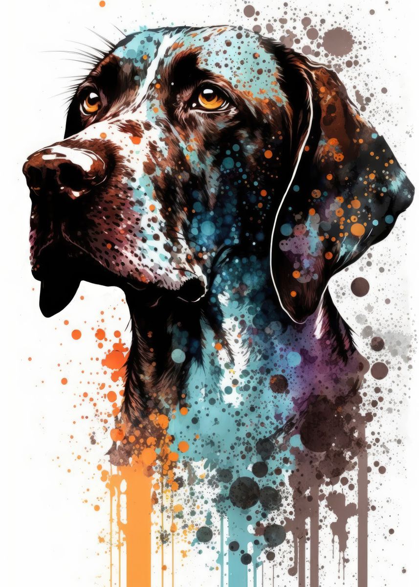 'German Shorthaired Pointer' Poster, picture, metal print, paint by ...