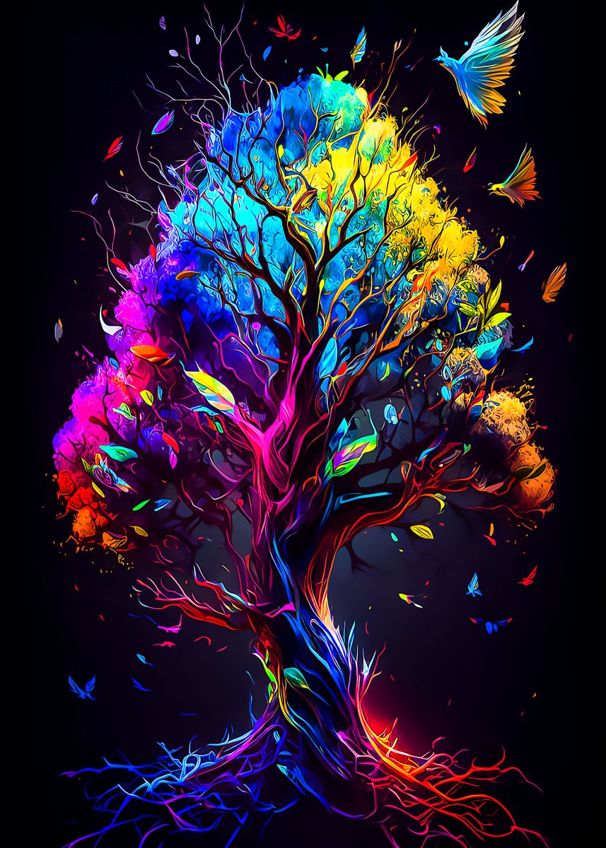 'Tree Colorful' Poster, picture, metal print, paint by Romos Xavi ...