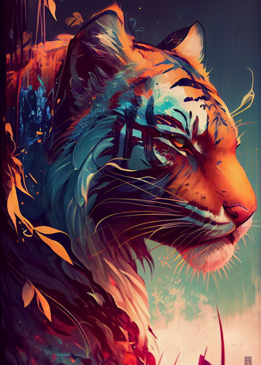 'Tiger Colorful' Poster, picture, metal print, paint by DecoyDesign ...