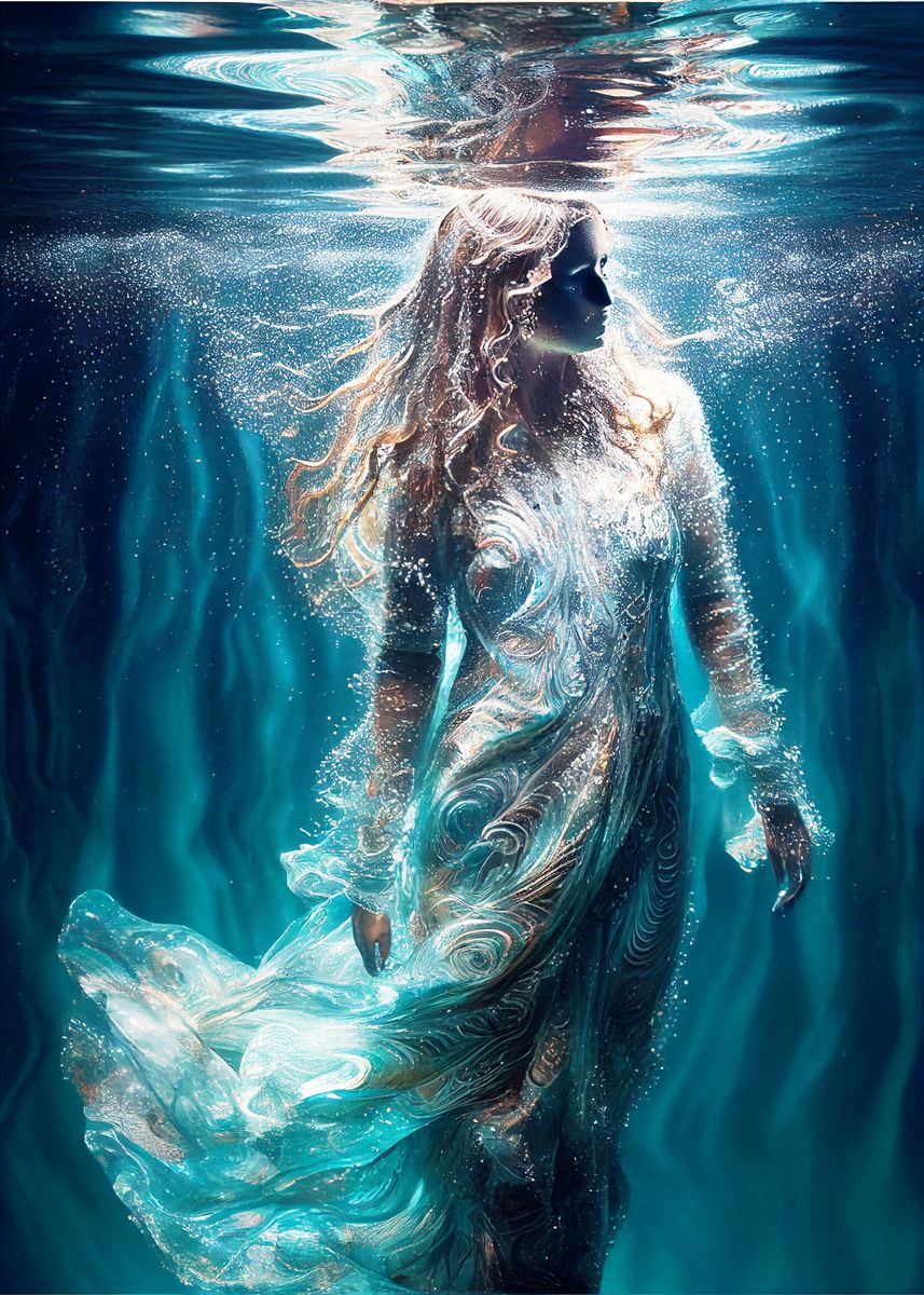 'Water Spirit' Poster, picture, metal print, paint by Vendzi | Displate