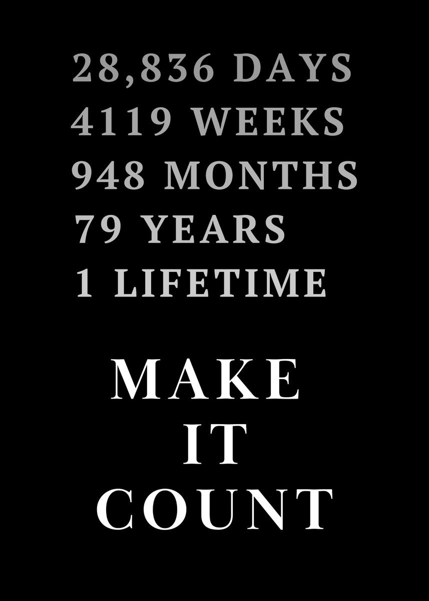 'Make It Count' Poster, picture, metal print, paint by Mick D | Displate