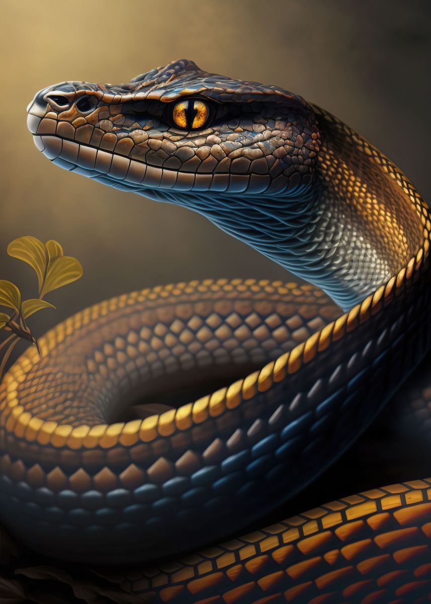 'blue snake splash' Poster, picture, metal print, paint by Eudora ...