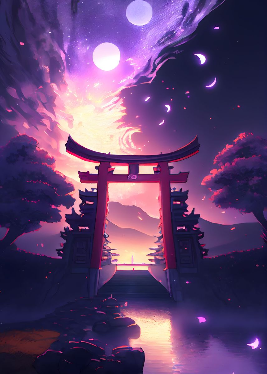 'Anime Torii' Poster, picture, metal print, paint by GoodLifeImages ...