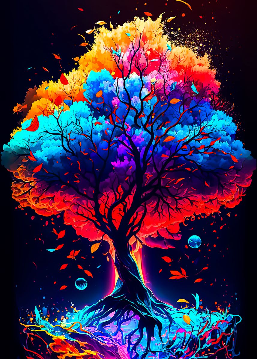 'Tree Colorful' Poster, picture, metal print, paint by Romos Xavi ...