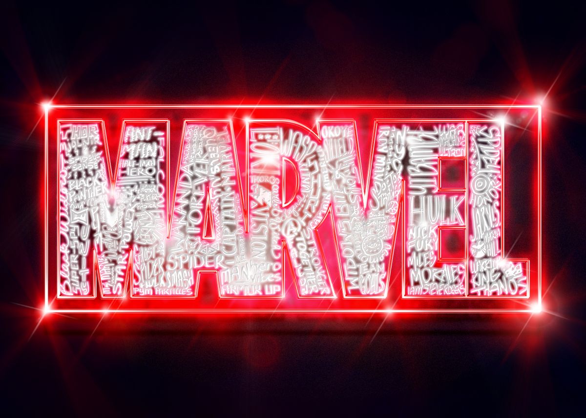 'Marvel tags neon' Poster by Marvel | Displate