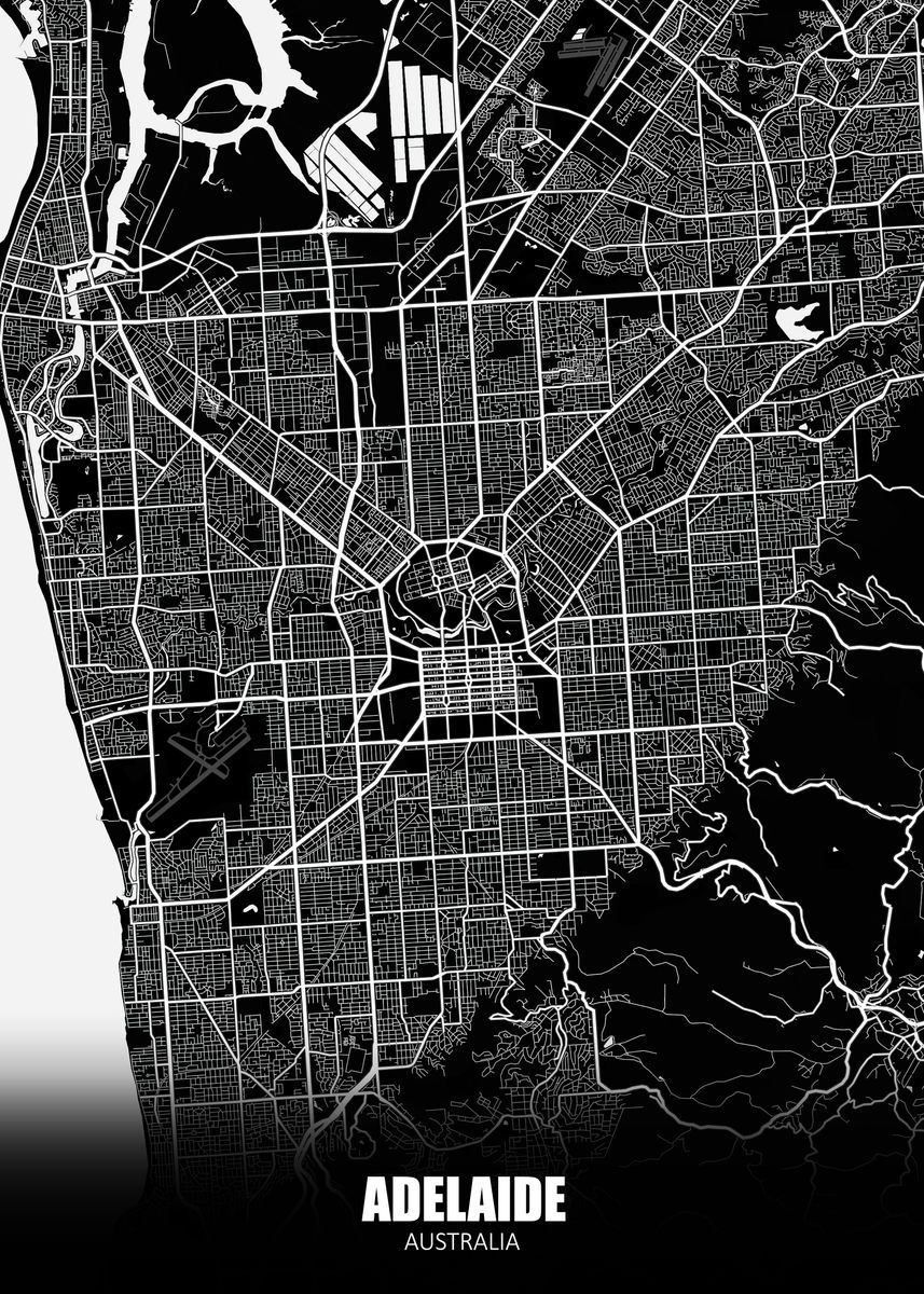 'Adelaide Australia Map' Poster, picture, metal print, paint by Zake ...