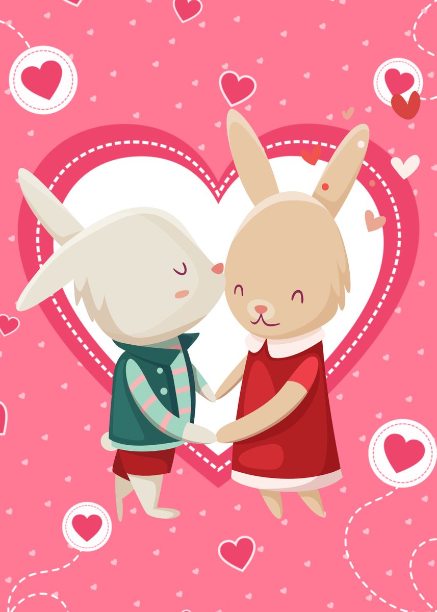 'Cute Rabbit Couple' Poster by NIZAM KHAN | Displate