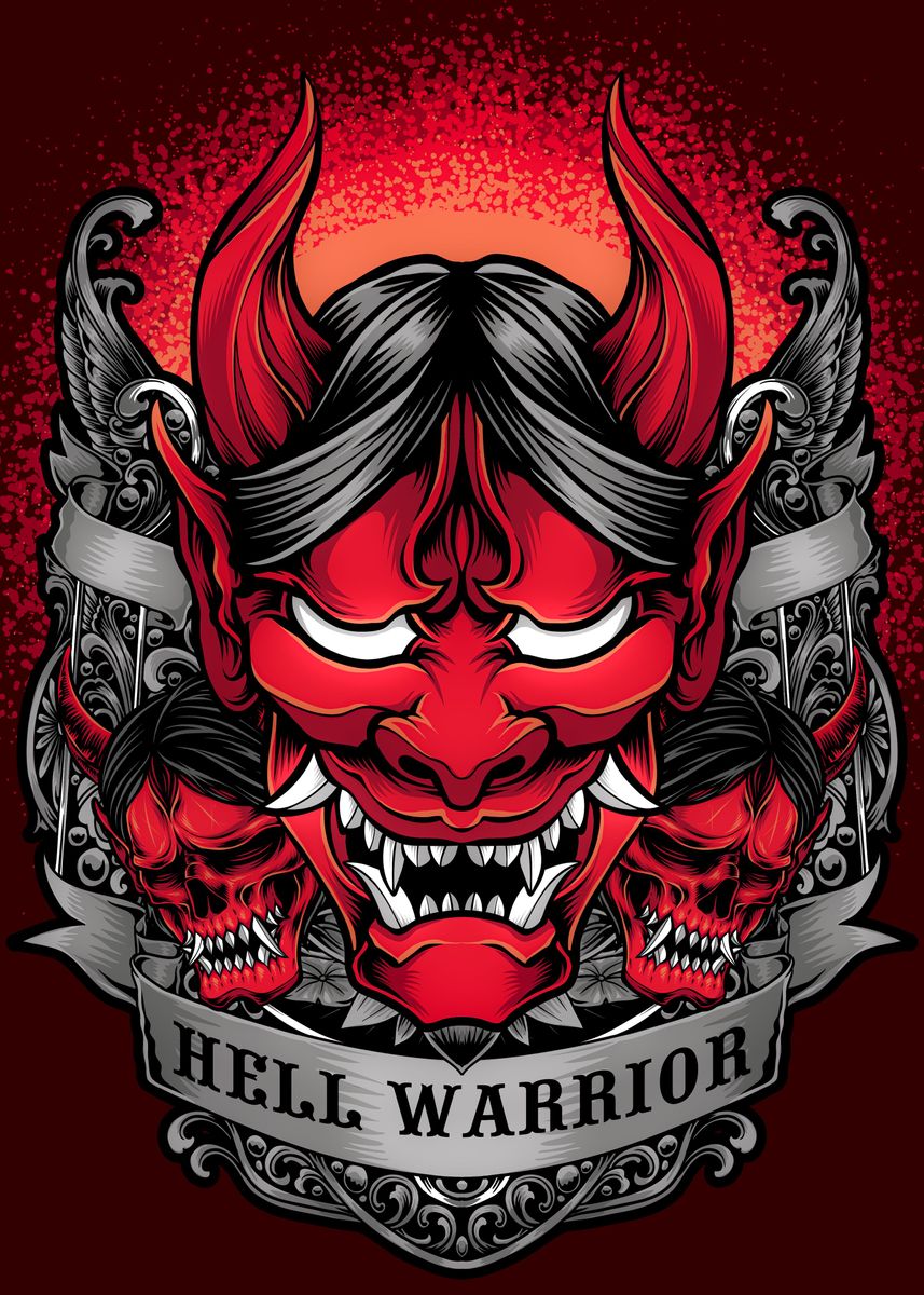 'Hell Warrior' Poster, picture, metal print, paint by М Dam | Displate
