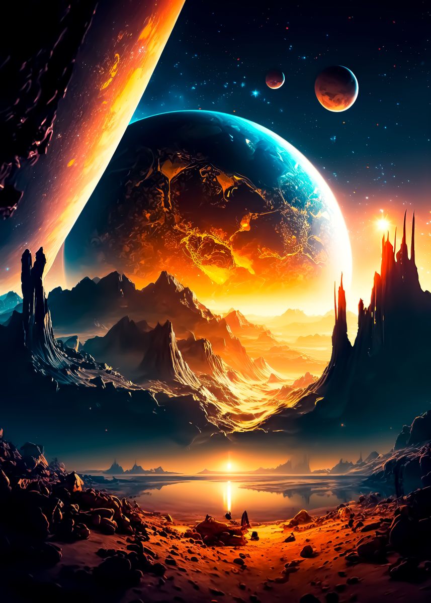 'Mountains and Planets' Poster by James Garcia | Displate