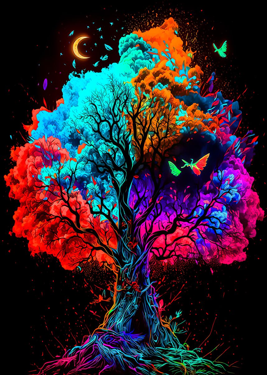 'Tree Colorful' Poster by Romos Xavi | Displate