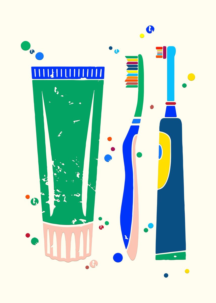 'Dental Care Tools' Poster, picture, metal print, paint by Dutton Jerrell | Displate