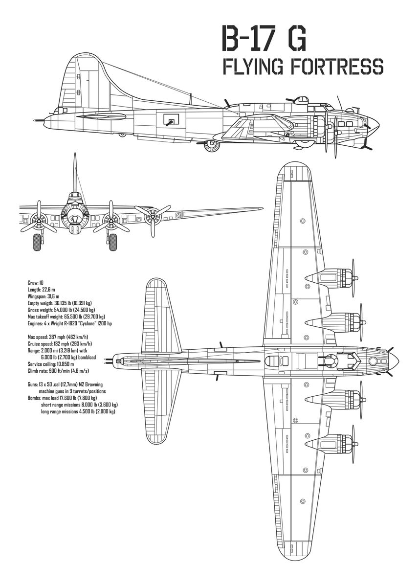 'Boeing B17 Flying Fortress' Poster, picture, metal print, paint by CHE ...