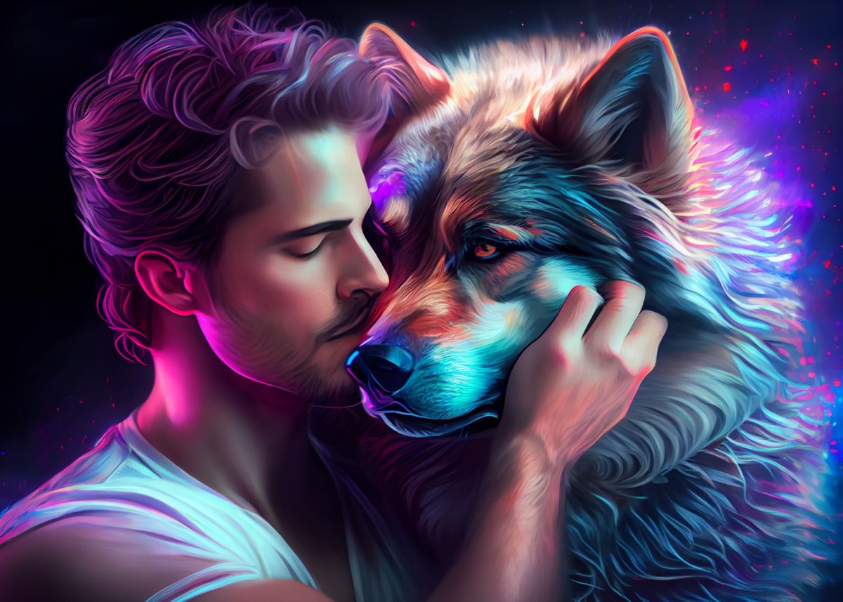 'Wolf and man' Poster by Below Horizon | Displate