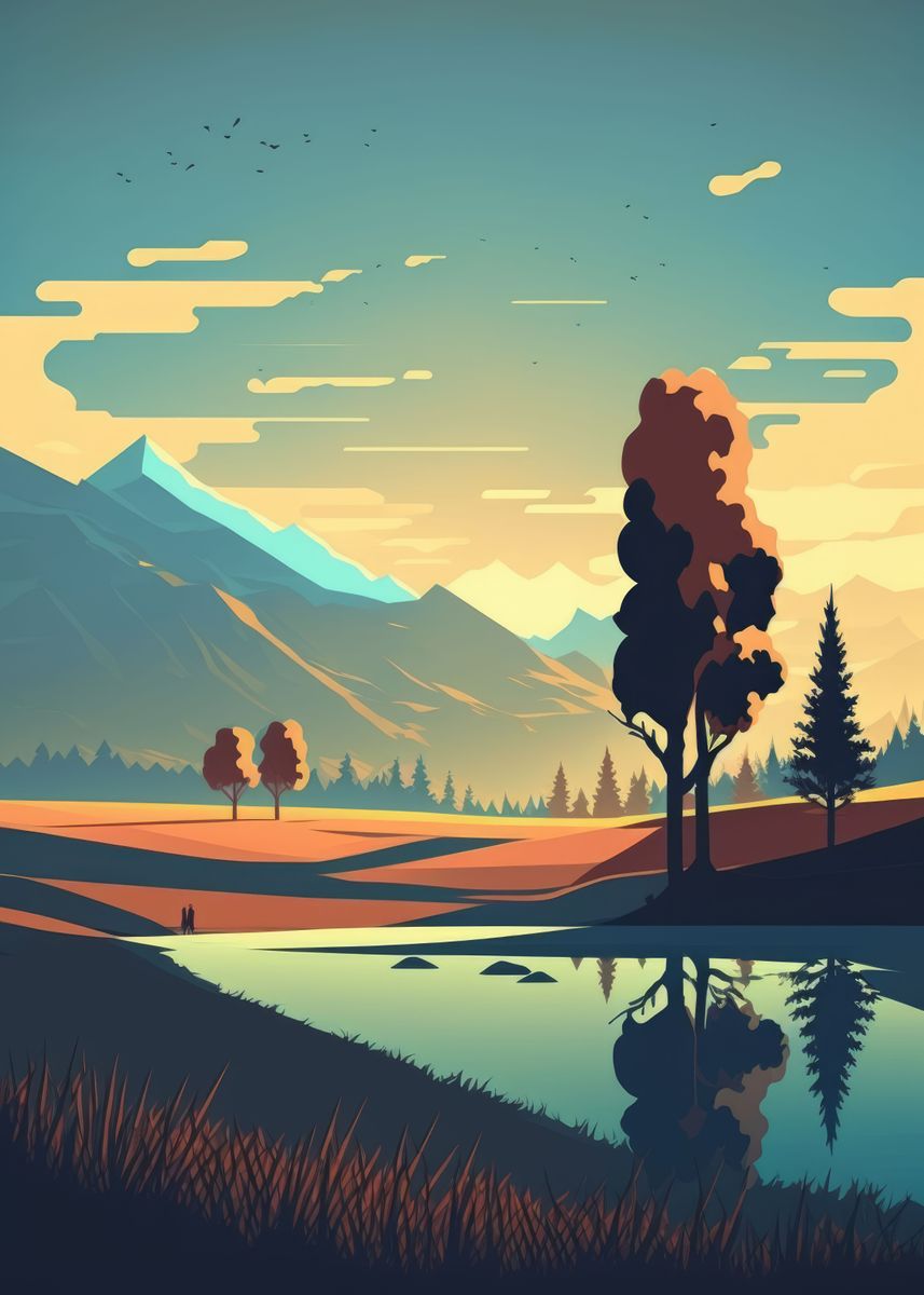 'Landscape art' Poster, picture, metal print, paint by BnWDesigner ...