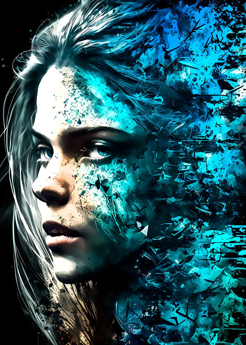 'Fantasy Girl Face' Poster, picture, metal print, paint by trane thall ...