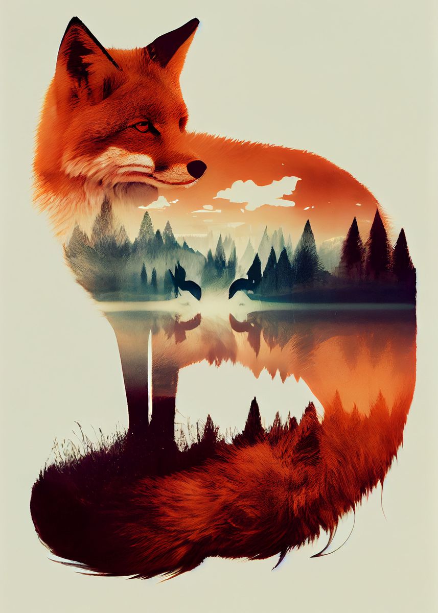 'Fox Forest' Poster, picture, metal print, paint by DecoyDesign | Displate