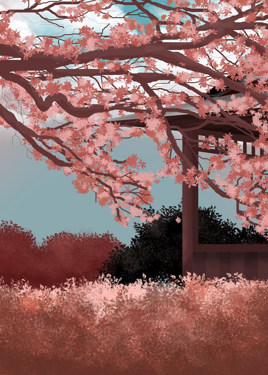'Sakura Cherry Blossom Tree' Poster, picture, metal print, paint by ...