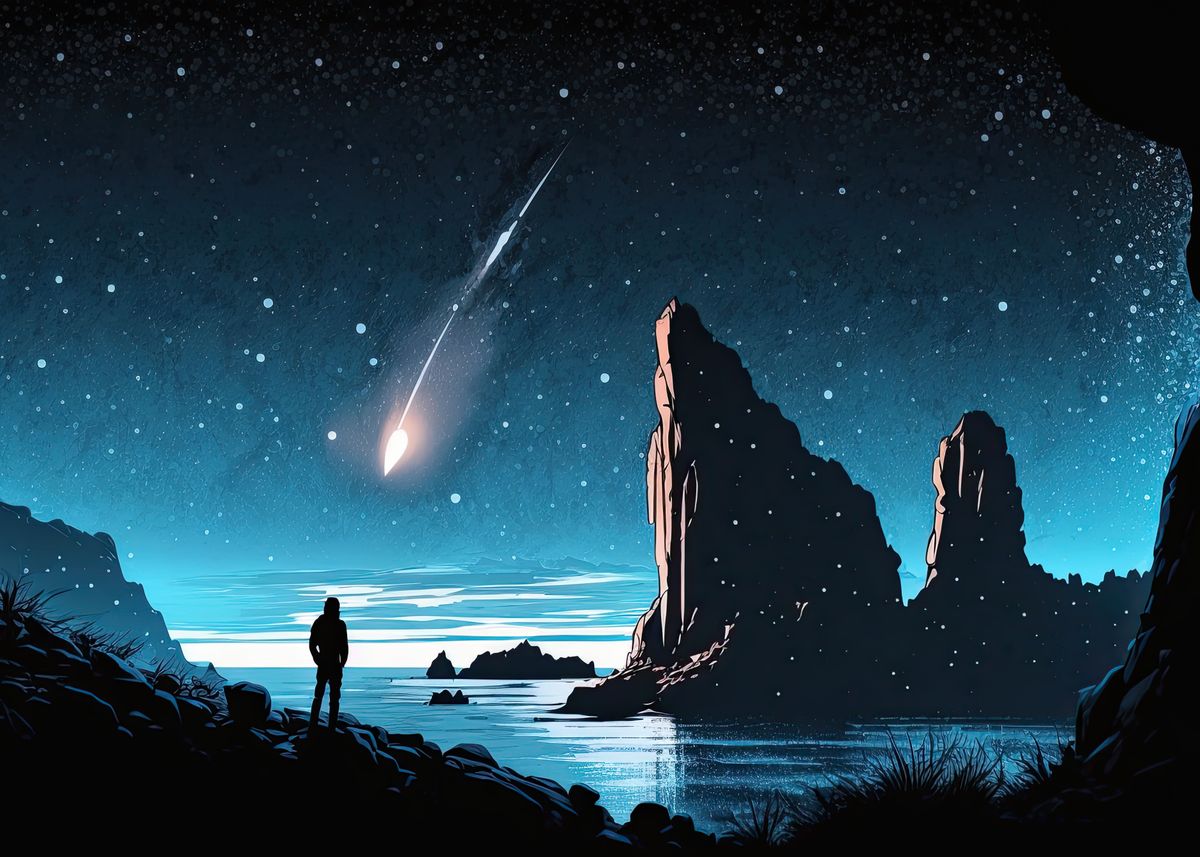 'Meteor shower AI Art' Poster by Aicanfeel | Displate