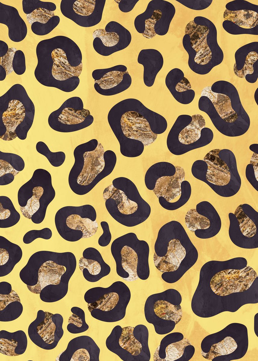 'Yellow gold leopard print' Poster, picture, metal print, paint by ...