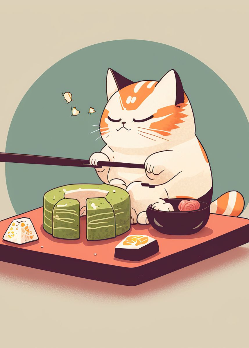 'sushi cat chef japan' Poster by Jordan LeePaine | Displate