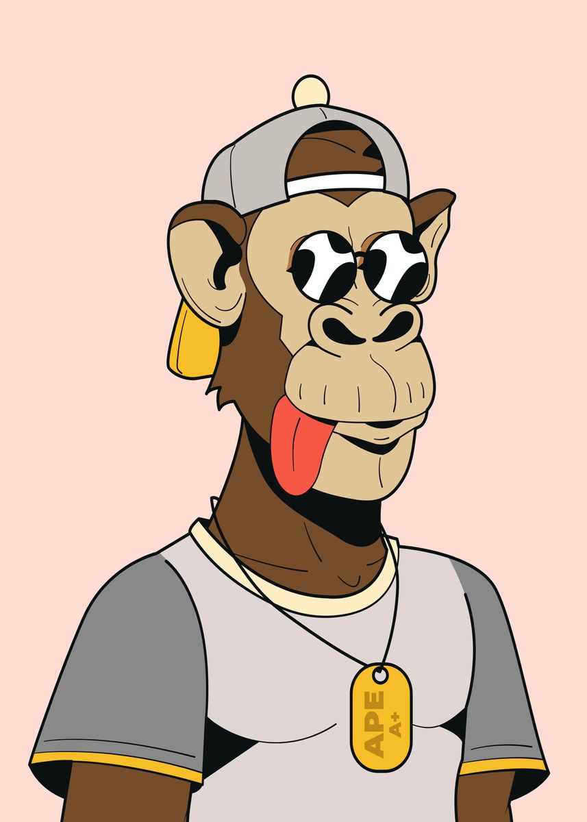 'Hand drawn nft style ape' Poster, picture, metal print, paint by Le ...