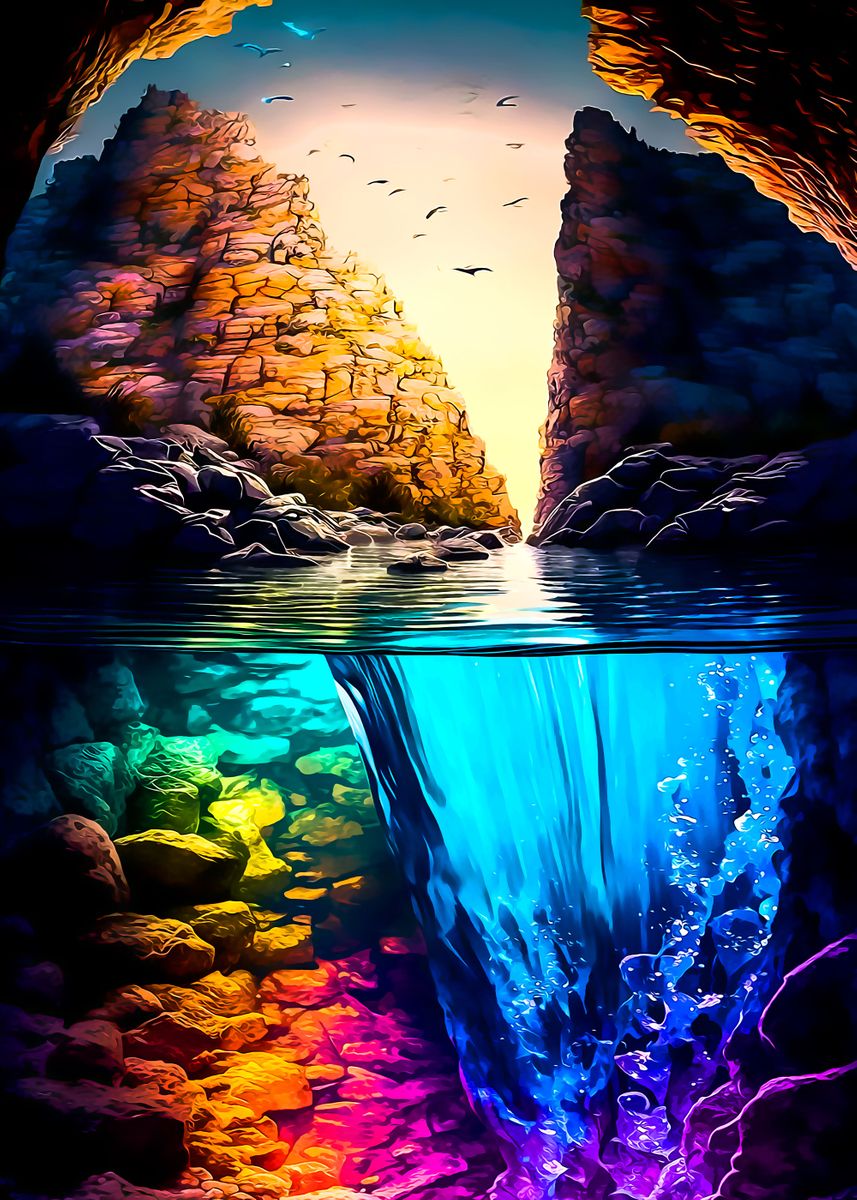 'Ocean Nature' Poster, picture, metal print, paint by Dare Neil | Displate