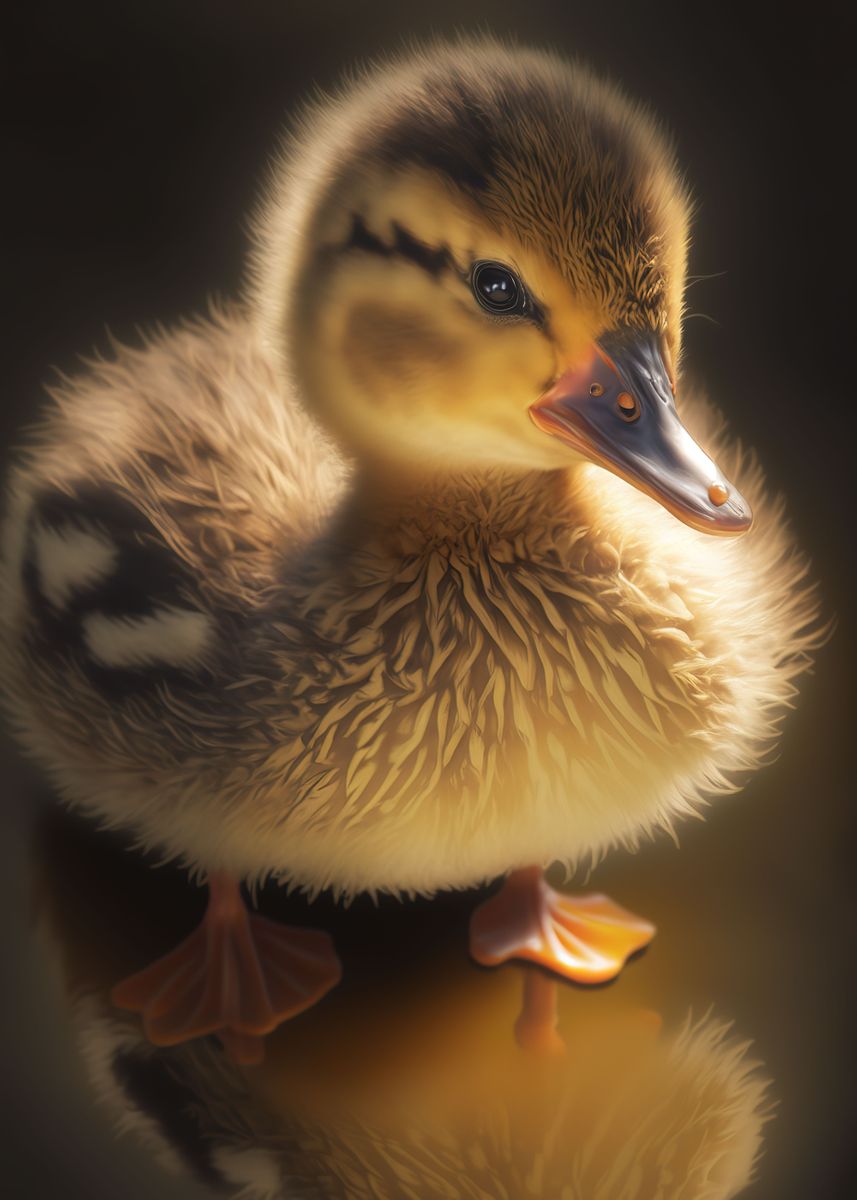'duck cute animal ' Poster, picture, metal print, paint by Elain | Displate